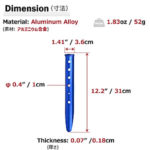 Azarxis Snow Sand Tent Stakes Pegs Aluminum U-Shaped Lightweight Heavy Duty Ground Nails for Beach Shade Canopy Camping Hiking Backpacking Picnic (Blue)