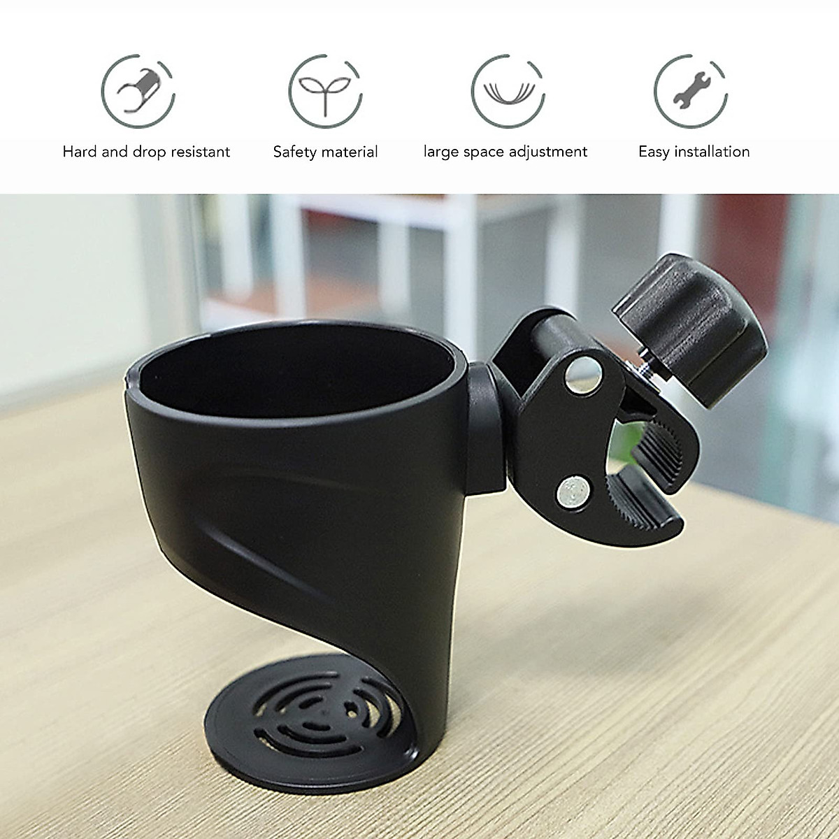 Stroller Cup Holder, Universal Wheelchair Cup Holder, Bike Cup Holder with Adjustable Clip, Baby Bottle Holder for Walkers Scooters