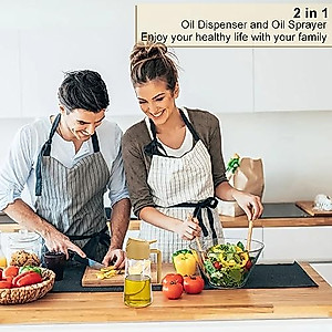 BSTKEY 17oz Olive Oil Dispenser Bottle for Kitchen, 2 in 1 Oil Dispenser and Oil Sprayer for Cooking, Oil and Vinegar Dispenser for Air Fryer BBQ Salad Baking Roasting, Orange