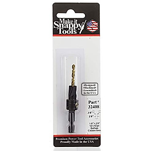 Snappy Tools 1/8 Inch x 3/8 Inch 3-Flute Flat Bottom Counterbore with TiN coated twist drill #32408
