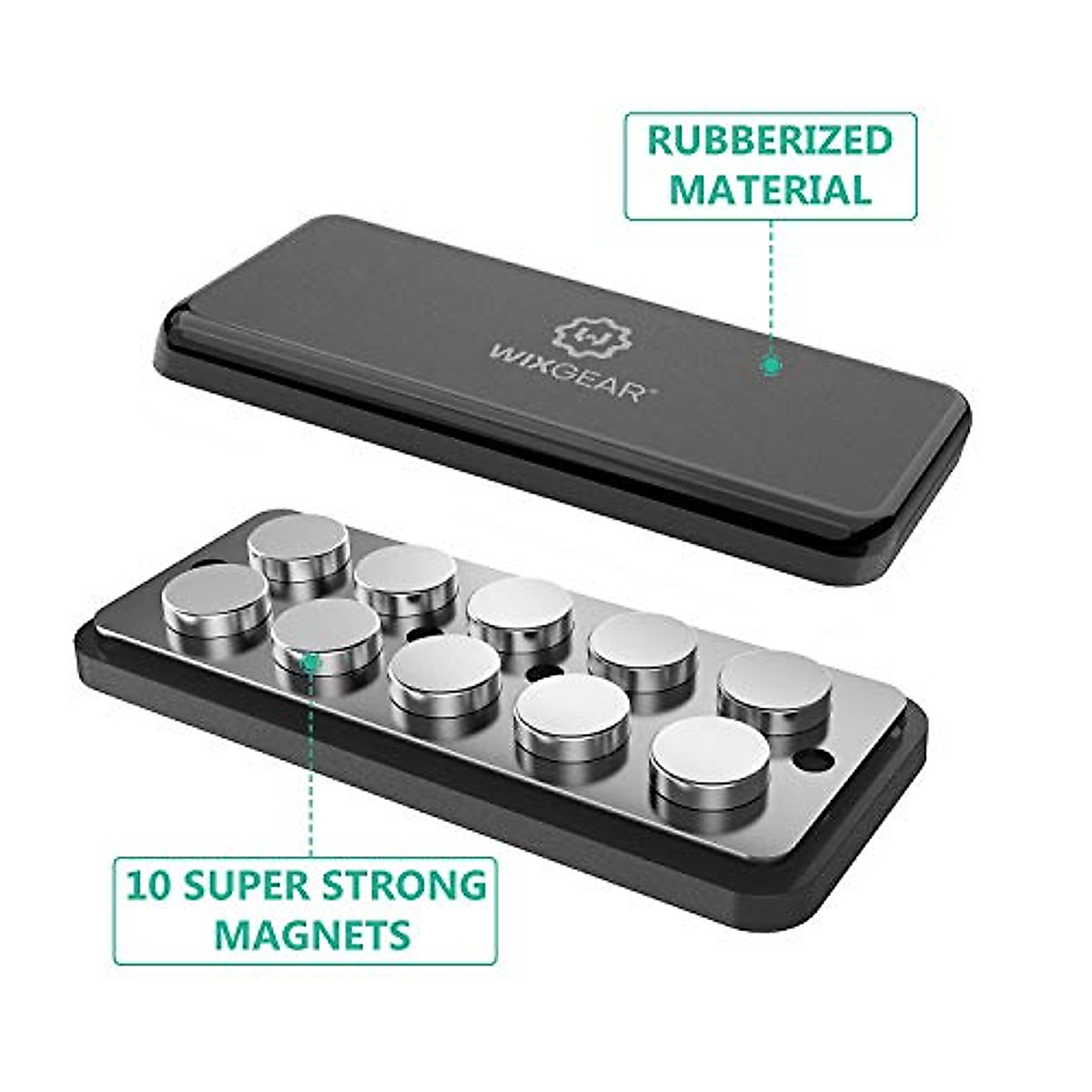 Magnetic Phone Car Mount WixGear Universal Stick On Rectangle Flat Dashboard Magnetic Car Mount Holder, for Cell Phones and Mini Tablets -Extra Strong with 10 Magnets!