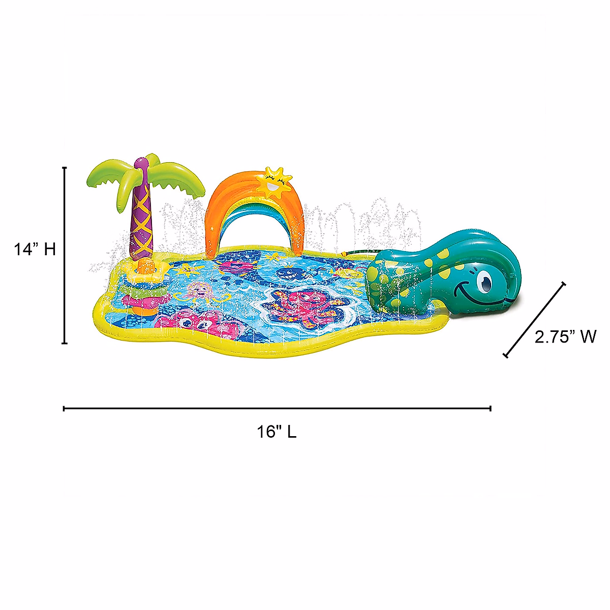 Banzai Splish 'N Splash Kids Inflatable Outdoor Water Park Play Mat with Water Slide, Rainbow Canopy, Starfish Stacker, and Sprinklers