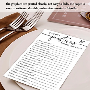 ZIIUFRN Bridal Shower Games, Twenty Questions About The Bride, 5x7 Inches, Fun and Hilarious Games for Bridal Shower, Wedding Shower, Bachelorette Party Decorations Supplies -A05