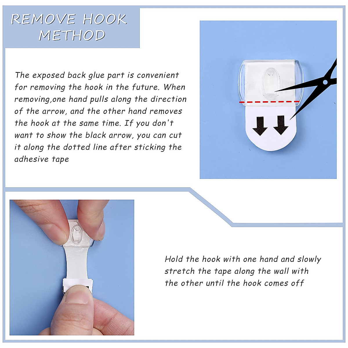 Jetec 120 Mini Clear Hook Clips With144 Pcs Tapes Christmas Transparent Light Hook Clips Self Adhesive Hooks Hanging Clip Multifunction Xmas Decoration Wall Hanging Clips for Outdoor Indoor