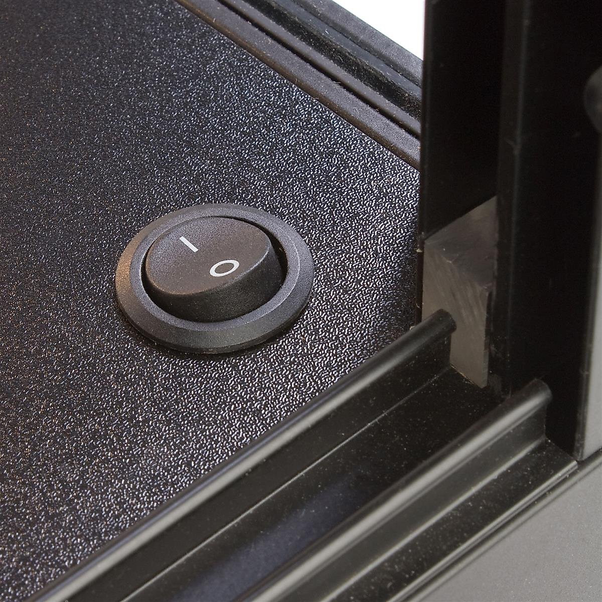 Displays2go 72 Inch Glass Display Case, Four LED Side Lights, Lockable, Ships Assembled - Black (IAPCT72LED)