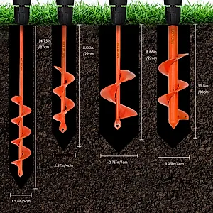 MICALOR Auger Drill Bit for Planting Set of 4, Garden Ground Earth Spiral Drill Bit for 3/8" Hex Drive Drill, Easy Bulb Auger for Post Hole Digger Flowers