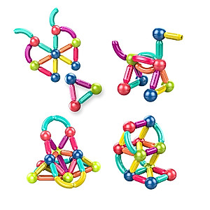 Ferthor Fun Magnetic Balls and Rods Set Building Blocks Magnets for Kids,Learning & Education Toys,Magnetic Sticks Blocks,Montessori Toys for Toddlers,Boys&Girls Gifts (64pcs)