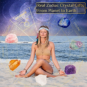 Hihealer Zodiac Gifts for Women, Spiritual Gifts, Zodiac Gifts, Astrology Gifts for Women, Horoscope Gifts with Birthstone, Healing Stone Gifts, Unique Birthday Gifts for Women
