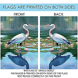 Toland Home Garden 109996 Reflecting Heron Bird Flag 28x40 Inch Double Sided for Outdoor Birds House Yard Decoration