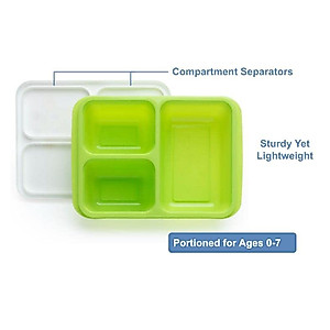 3-PACK TotBox Kids Lunch Box, Bento Snack Box for Daycare, Preschool, Kindergarten, Toddlers, Baby, Boys, Girls, Small Cute Stackable Dishwasher-safe Food Storage Containers, Fits Sandwich