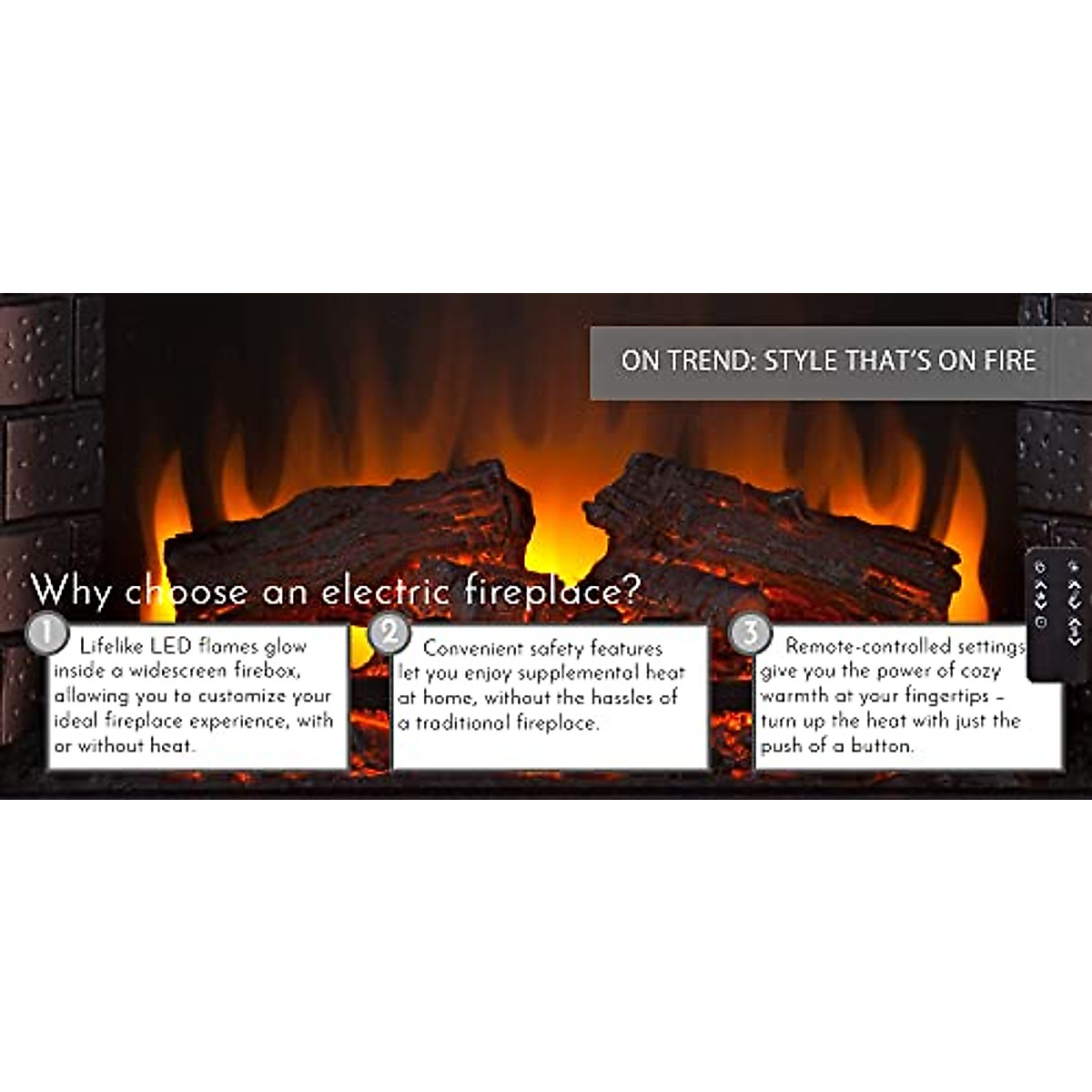 Gallatin Faux Stone Electric Fireplace w/ Bookcases