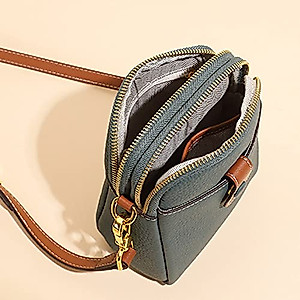 EXSIAR Leather Small Crossbody Cell Phone Purse for Women Designer Retro Zipper Purses Mini Wallet Bag with Credit Card Slots