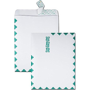 Quality Park 10 x 13 First Class Catalog Envelopes, First Class Border, Redi-Strip Self-Sealing Closure, 28 lb White Wove, 100 per Box (QUA44786)