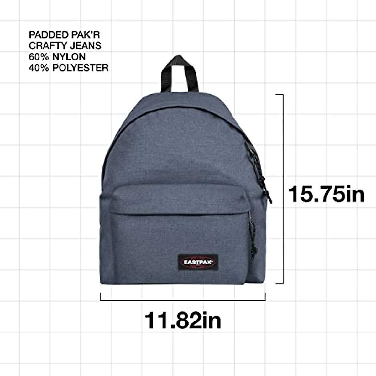 Eastpak - Padded Pak'r Backpack - Bag for School, Travel, Work, or Bookbag - Crafty Jeans