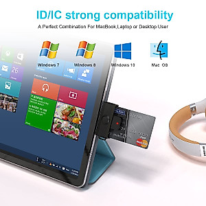 USB C DOD Military USB Common Access CAC Smart Card Reader and SIM Card Reader,Compatible with Mac Os, Windows,Linux