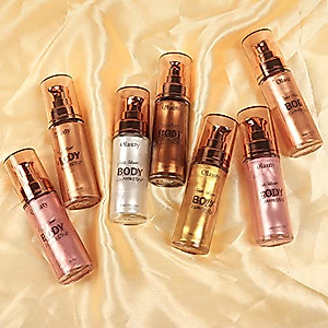 Liquid Illuminator, Firstfly Body Highlighter Makeup Smooth Shimmer Glow Liquid Foundation for Face & Body（#01 Rose Gold）