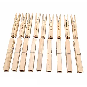 Handy Housewares 18-Piece Large 3.75" Long Wooden Clothespins, Great Wood Spring Clips for Everyday Clothes Hanging, Laundry, Towels, Crafts (18-Pieces)