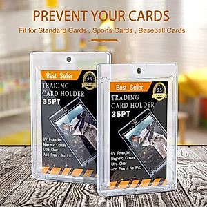 Zonon 15 Pieces Magnetic Card Holder Cases Acrylic Card Holder 35 PT Clear Trading Cards Protectors for Sports Cards Baseball Football Hockey Cards Game Card Storage and Display (Silver Magnet)