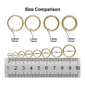 M MOOHAM Nose Rings for Women, 20g Gold Hoop Earring Surgical Steel Hypoallergenic Hinged Small Nose Ring 20 Gauge 8mm Septum Lip Ring Cartilage Hoop Earring Conch Piercing Jewelry