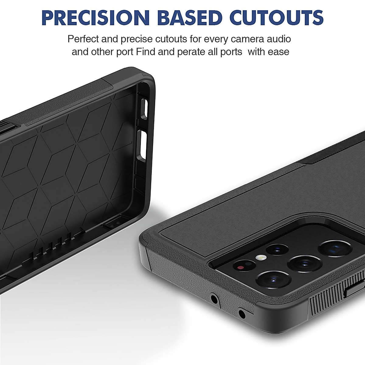 for Samsung Galaxy S21 Ultra Case: Dual Layer Protective Heavy Duty Cell Phone Cover Shockproof Rugged with Screen Protector - Military Protection Bumper Tough - Samsung Galaxy S21 Ultra 5G, Black