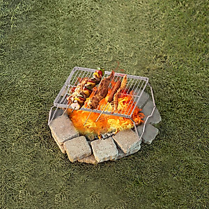 REDCAMP 13.6" Small Folding Campfire Grill, 304 Stainless Steel Firepit Grill Grate, Heavy Duty Portable Camping Grill with Carrying Bag for Outdoor Cooking Backpacking Hiking Picnics BBQ