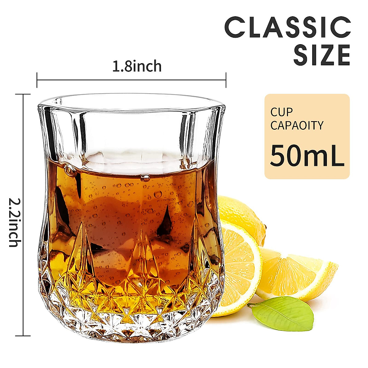 JAIEF 1.7 OZ Crystal Shot Glasses Set, Heavy Base Cordial Glasses | Tequila Glasses (Set of 8)