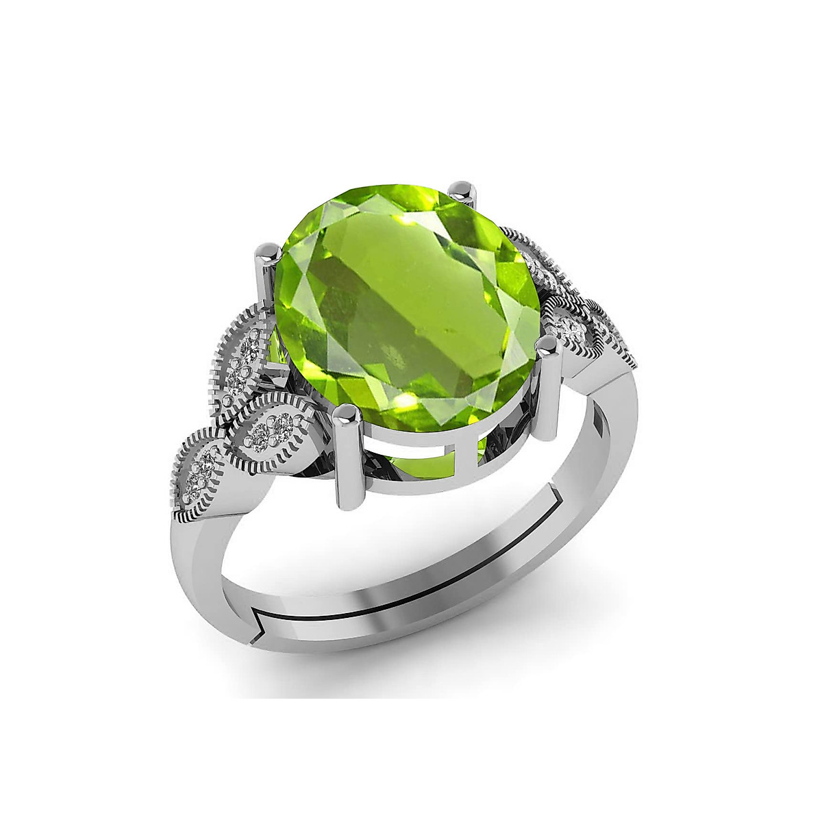 LMDPRAJAPATIS 7.25 Carat Peridot Stone German Silver Beautiful Anniversary Ring For Men And Women