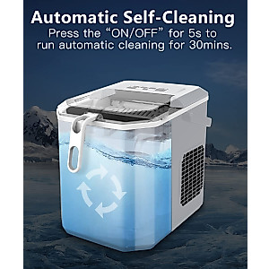 Joy Pebble Ice Makers Countertop, Portable Ice Maker Machine with Ice Scoop and Basket, 25lbs/24Hrs, 6 Mins/9 Pcs Bullet Ice,2 Ice Sizes(S/L), Handheld Ice Maker for Kitchen/Home/Party