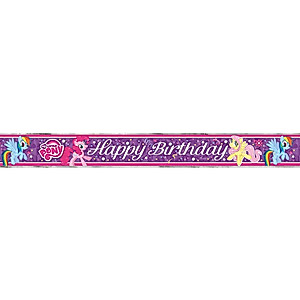 My Little Pony Birthday Party Supplies Bundle Pack for 16 includes 16 Plates, 16 Napkins, 1 Happy Birthday Banner, 1 Dinosaur Sticker Sheet