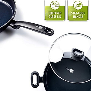 GreenPan CW001695-001 Torino 100% ToxinFree Healthy Ceramic Nonstick Metal Utensil/Induction/Dishwasher/OvenSafe Wok - 28cm/3.6L - Black