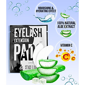 100 Pairs Set Premium Under Eye Gel Pads for Eyelash Extension - Lint Free Patches with Vitamin C and Aloe Vera by Stacy Lash supplies and Beauty tools - Hydrogel Eye Pads - Skin Moisturizes