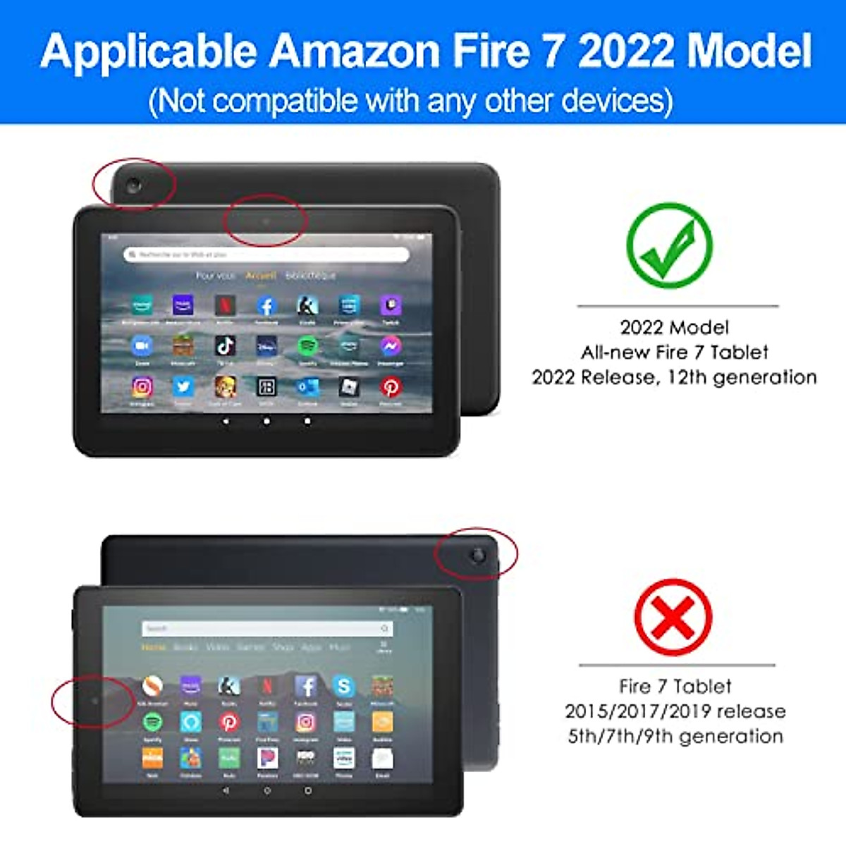 All-New Fire 7 Tablet case(2022 Release),Fire 7 Tablet case for Kids, Riaour Light Weight Shockproof Kid-Proof Protective Cover with Handle Built-in Foldable Kickstand for Amazon fire 7 Tablet,Rose