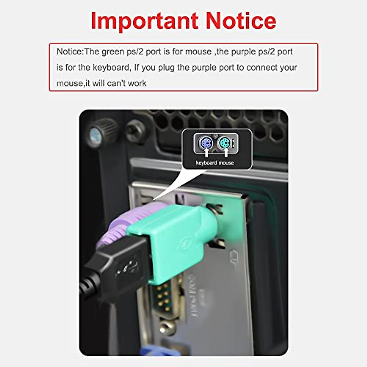 PS2 to USB Female,PS/2 Male Converter Changer Adapter for Keyboard Mouse 2pcs by Oxusbor(Notice:Can't Match All Motherboard,Have Matching Problem)