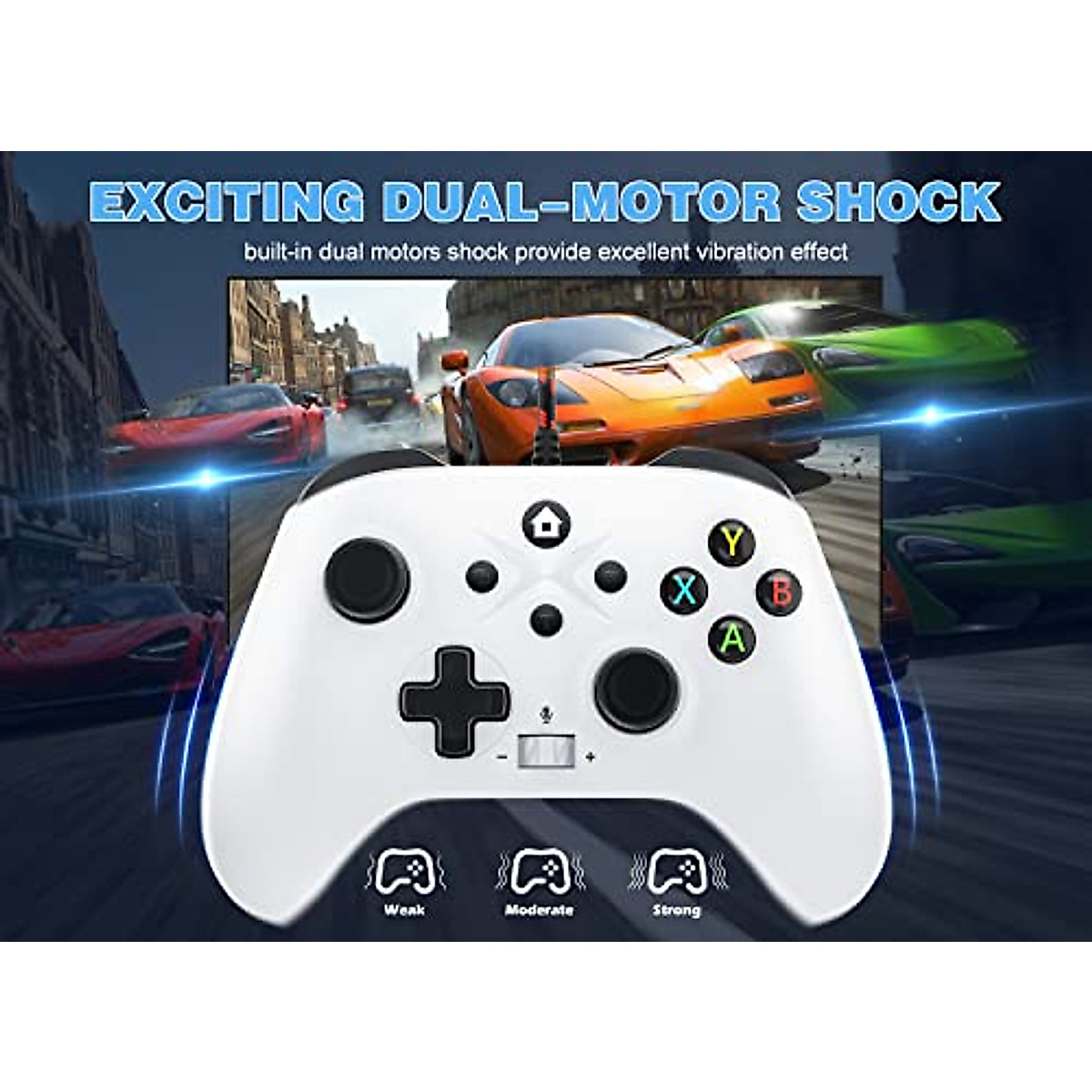 2 Pack Wired Controller Compatible with Xbox One S/X, Xbox Series X/S Windows 10/11 PC Gaming Controller with Audio Jack & Volume Button/Turbo/Macro/Motion Control & Dual Shock (White+Green)