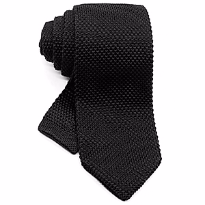 WANDM Men's Pointed Knit Tie Necktie Width 2.75 inches Washable Solid Color Black
