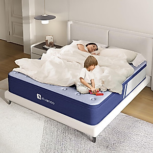 Avenco King Size Mattress, 10 Inch Hybrid King Mattress in a Box for Pressure Relief & Sound Sleep, Individually Wrapped Pocket Coils Innerspring Mattress for Motion Isolation, Medium Firm Mattress