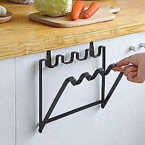 Weojeviy Household Waste Garbage Bag Hanging Rack Rubbish Bag Holder Kitchen Cabinet Bag Rack Holder Accessory Kitchen Supplies, for Kitchen Bedroom and Living Room(Black)