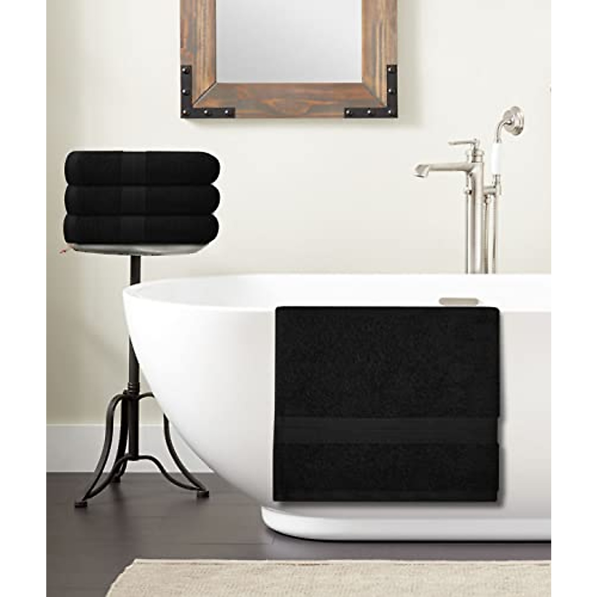 Avalon Towels Bath Towels for Bathroom 100% Cotton Black Bathroom Towels Pack of 6 (22x44 inches) - Quick Drying Bath Towels Set Small, Light Weight & Absorbent Perfect Gym & Pool Towel Set