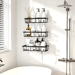 Liuoud Shower Caddy 3 Pack, Shower Organizer Shelves Rack storage For Inside Shower Black Self Adhesive Rustproof stainless steel shower Shample holder For Bathroom Wall organizing