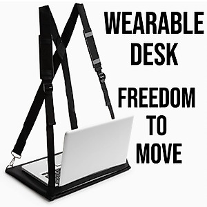 Office Up Laptop Harness, Standing Desk, Mobile Walking Laptop Carrier, Adjustable Desk and Portable Laptop Stand, Hands Free Wearable Desk for Laptop (16") or Notebook…