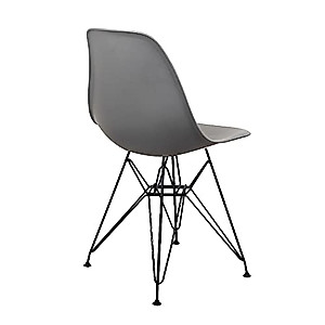 GIA Contemporary Armless Dining Chair with Black Metal Legs, Set of 1, Dark Gray