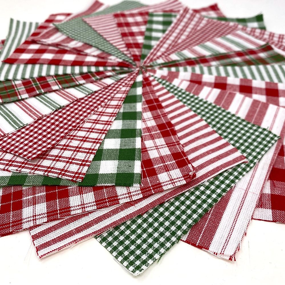 40+ Merry Christmas Charm Pack Red Green White, 5 inch Precut Cotton Homespun Fabric Squares by JCS