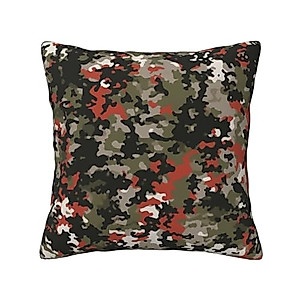 RLDOBOFE Camo Print Throw Pillow Covers Decorative Pillow Cover Square Cushion Cases Soft Cushion Cover Throw Sofa Pillow Case for Home Decor Living Room Bed Couch Car 18"x18"