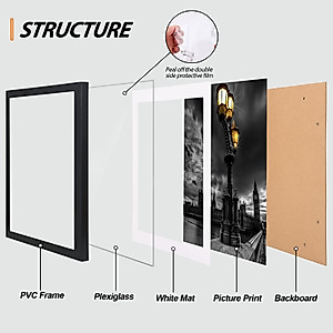 Fixwal 10 Pack 11x14 Picture Frame in Black, Display Pictures 8x10 with Mat or 11x14 Without Mat, Photo Frame for Wall or Tabletop Display