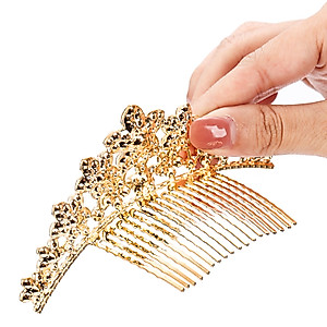 Lyellfe 6 Pack Girls Princess Tiara Crown, Crystal Rhinestone Headbands with Comb, Gold Tiaras and Crowns Hair Accessories for Girls, Birthday Party, Proms, Gifts