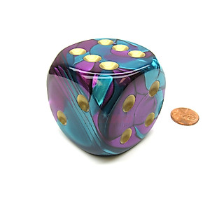 Purple Teal Gemini Dice With Gold Pips 50mm (2in) D6 Die Chessex