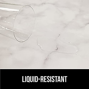 Gorilla Grip Vinyl Round Tablecloth, Fitted Elastic Edge Cover, Fade and Stain Resistant Table Cloths, Spill Proof Linen Covers for Indoor Dining, Outdoor Picnic Parties, Camping, 44" Marble White