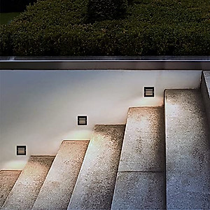 ZONK Step Lights Outdoor Indoor 120V, Waterproof LED Wall Mount Stair Lights, Plastic Landscape Staircase Deck Lighting, 4000K, Black Finish