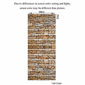 TUOKING 13 Strips Stair Stickers, Vinyl Self-Adhesive Refurbished Staircase Decals, 39.37 x 7.08 Inch for 13 Steps, Stone Pattern