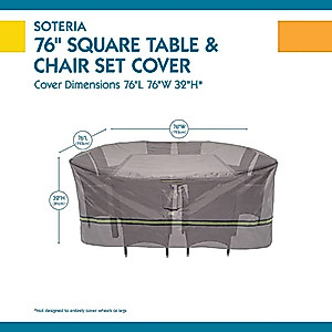 Duck Covers Soteria Water-Resistant 76 Inch Square Patio Table with Chairs Cover, Outdoor Table and Chair Cover